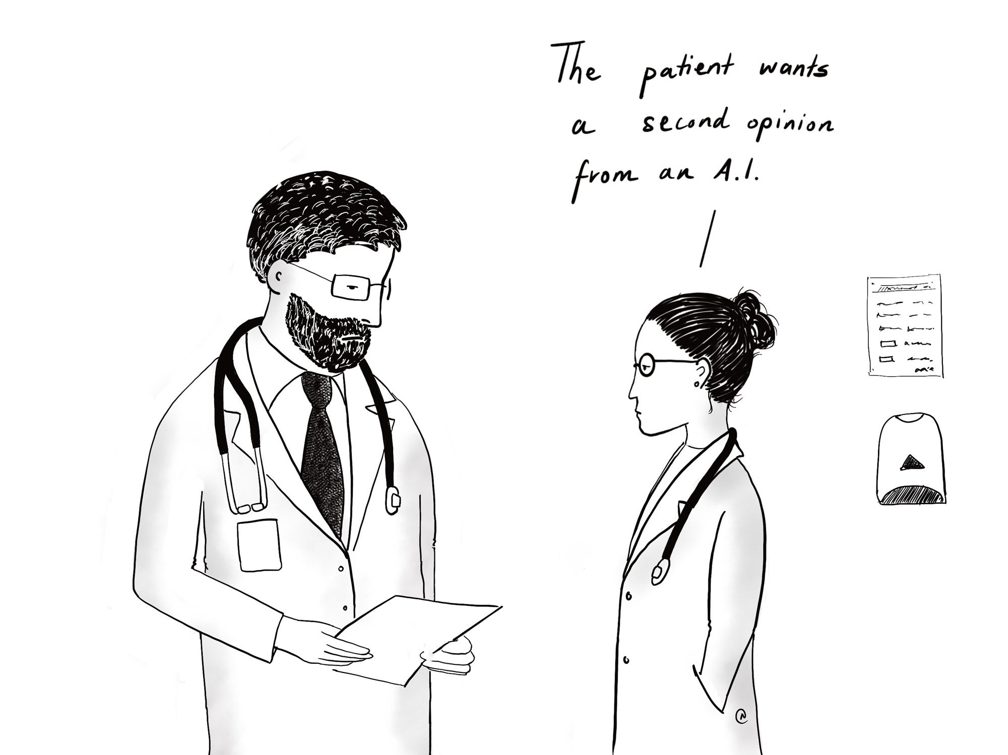 Editorial cartoon: AI in health care, by Natasha Loder Editorial cartoon: AI in health care, by Natasha Loder